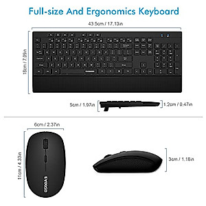 Wireless Keyboard and Mouse Combo, E-YOOSO Full-Sized 2.4GHz Wireless Keyboard with Palm Rest and 3 DPI Adjustable Wireless Mouse for Windows, Mac OS Desktop/Laptop/PC