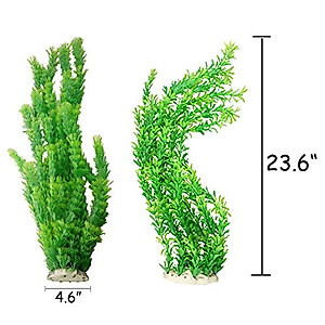 Hamiledyi Aquarium Plants Plastic Decor Fish Tank Green Decorations Plants Ornament Safe for All Fish,Extra Large 23-inch Tall, 2 Pack   