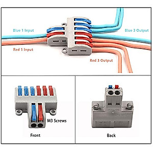 tatoko 10PCS Mini Fast Wire Connector Universal Wiring Cable Connector Push-in Conductor Terminal Block Two in and Six Out