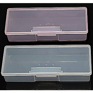 2 Pcs Plastic Transparent Multifunctional Rectangular Storage Box Nail Art Tool Box Office Supplies Organizer Manicure Tool Box