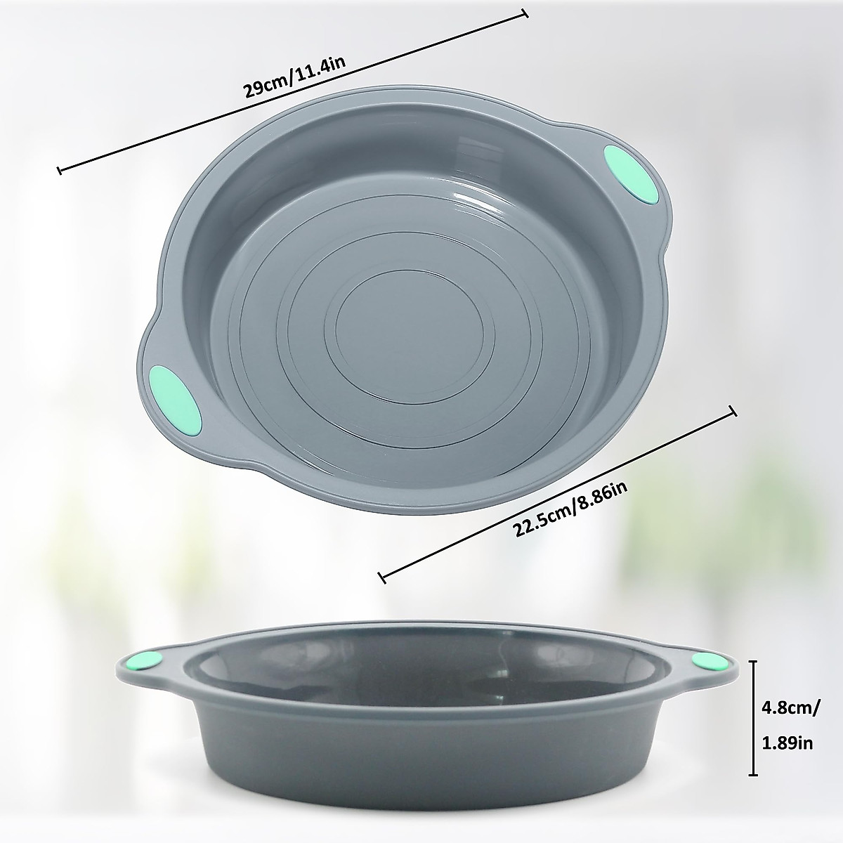 To encounter 9 Inch Silicone Round Cake Pans, 2 Pack Nonstick Silicone Baking Pans Set, Food Grade Silicone Cake Molds, with Metal Reinforced Frame More Strength