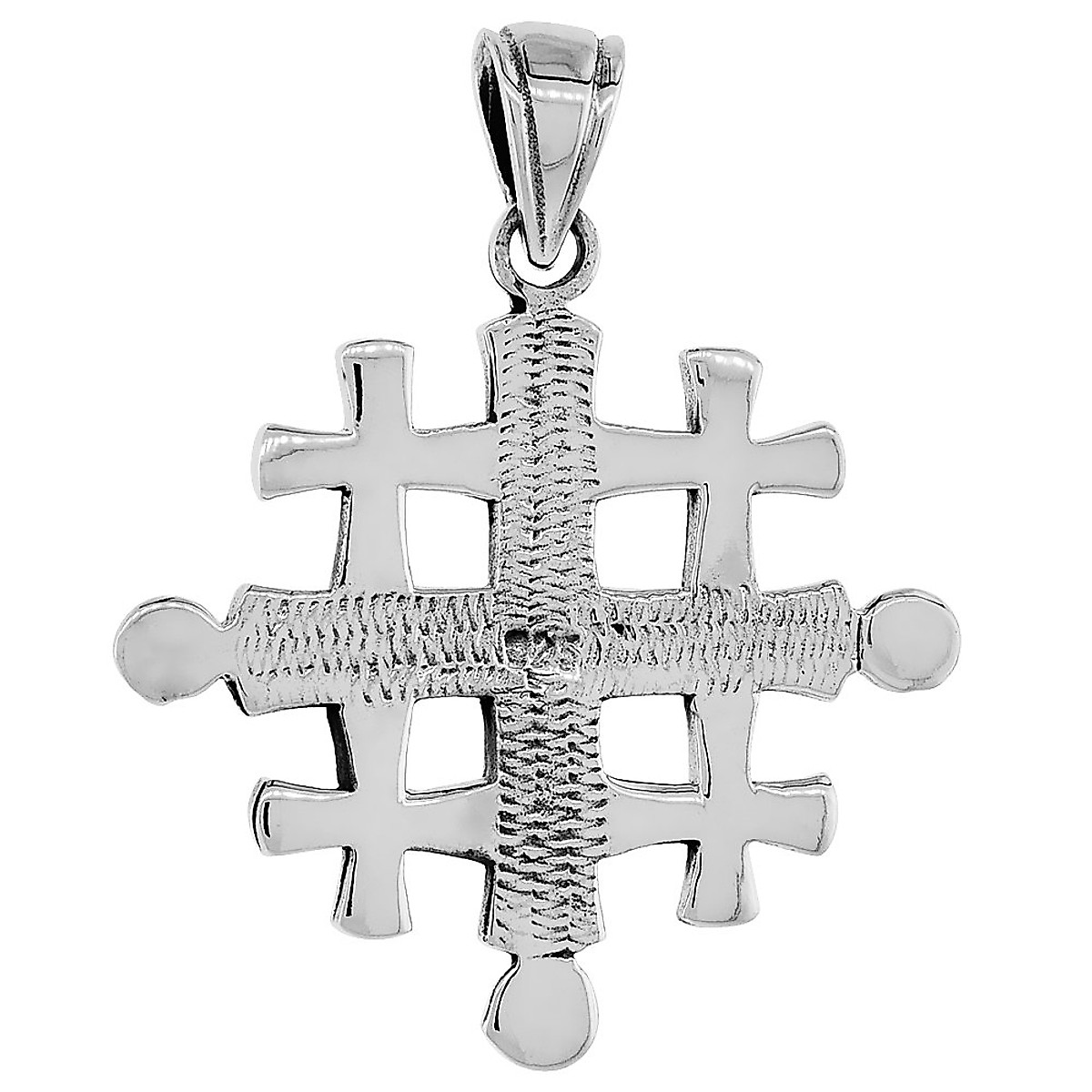 Sterling Silver Jerusalem Cross Pendant 1 1/4 inch Tall