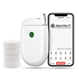 Marklife P11 Label Maker Machine with 4 Rolls Tape,Mini Thermal Wireless Inkless Sticker Printer Machine for Home Kitchen Office Organization