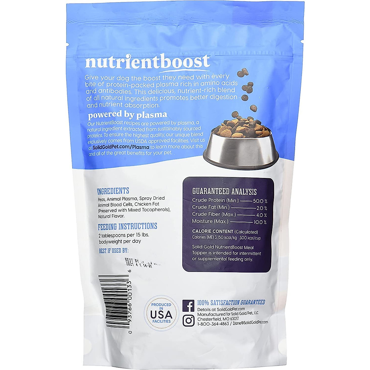 Solid Gold NutrientBoost Meal Topper for Dogs - Plasma Infused Dog Food Topper & Treats - Gut Health & Immune System Support - Grain Free Additive with Vitamins, Minerals, Protein & Amino Acids - 1 Lb