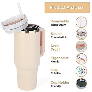 YTTL 40 oz Tumbler with Handle and Straw,1200ml Insulated Cup Reusable Stainless steel,Thermal insulation,leak proof Tumbler,Dishwasher Safe (Viridis)