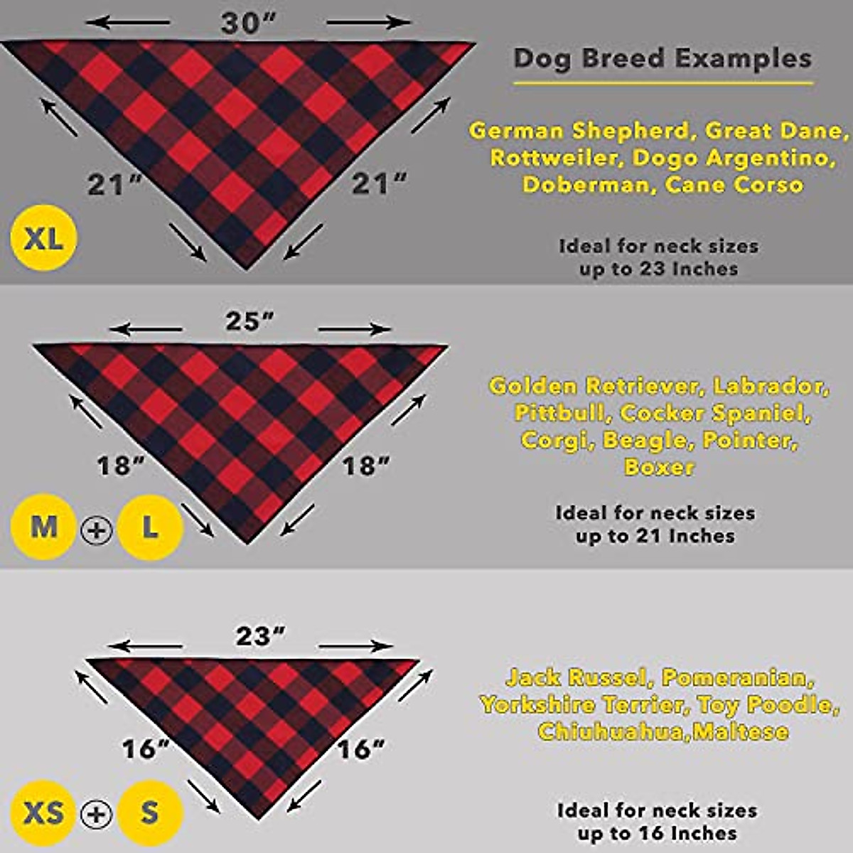 Odi Style Dog Bandana 4 Pack - Dog Bandanas Boy, Girl, Premium Durable Soft Lightweight Fabric, Buffalo Plaid Scarf for Medium and Large Dogs Pets, Black and White, Red, Green, Blue, Large