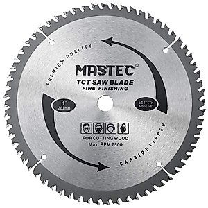 MASTEC 8 Inch 64 Tooth Circular Saw Blade Anti Kickback Tooth for Wood Cutting with 5/8-Inch Arbor