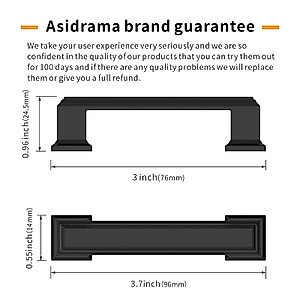 Asidrama 10 Pack 3 Inch(76mm) Matte Black Kitchen Cabinet Handles Cabinet Pulls Kitchen Cabinet Hardware for Cupboard Drawer Pulls