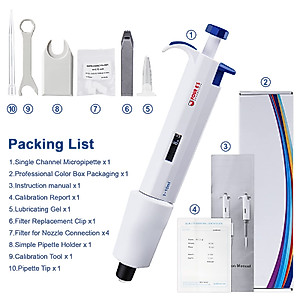 FOUR E'S SCIENTIFIC 1-10ML Single-Channel Pipettor Adjustable Variable Volume Micropipette High Accurate Pipettor for Laboratory