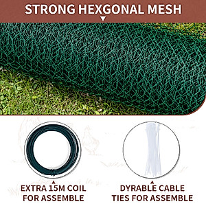 BESBLEE Galvanized Large Metal Chicken Coop Walkin Poultry Cage Hen Run House Rabbits Habitat Cage Spire Shaped Coops UV & Water Resistant Cover for Outdoor Backyard(13.1’L x 9.8’W x 6.5’H)