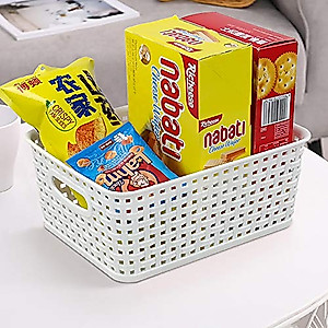 Bringer White Plastic Weave Storage Baskets, 6-Pack, F