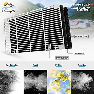 Camp’N – Dometic Compatible RV A/C Replacement Grille-Replaces Dometic 3104928.019 Includes Grill and 2 Replacement Foam Air Filters