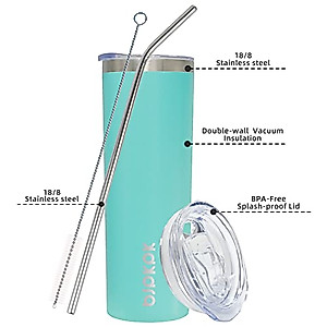 BJPKPK 20 oz Skinny Tumbler Stainless Steel Coffee Mug Slim Vacuum Insulated Travel Cup,Turquoise