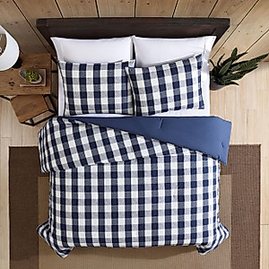 Eddie Bauer - Queen Duvet Cover Set, Reversible Cotton Bedding with Matching Shams, Stylish Plaid Home Decor (Lakehouse Blue, Queen)