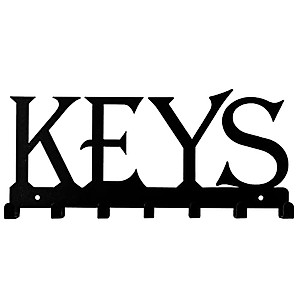 HeavenlyKraft Keys Black Metal Wall Mounted Key Holder Self Adhesive Hooks Keychain Holder Keychain Hanger Metal Key Holder self Adhesive Key Holder for Wall 27 X 11 X 3 cm