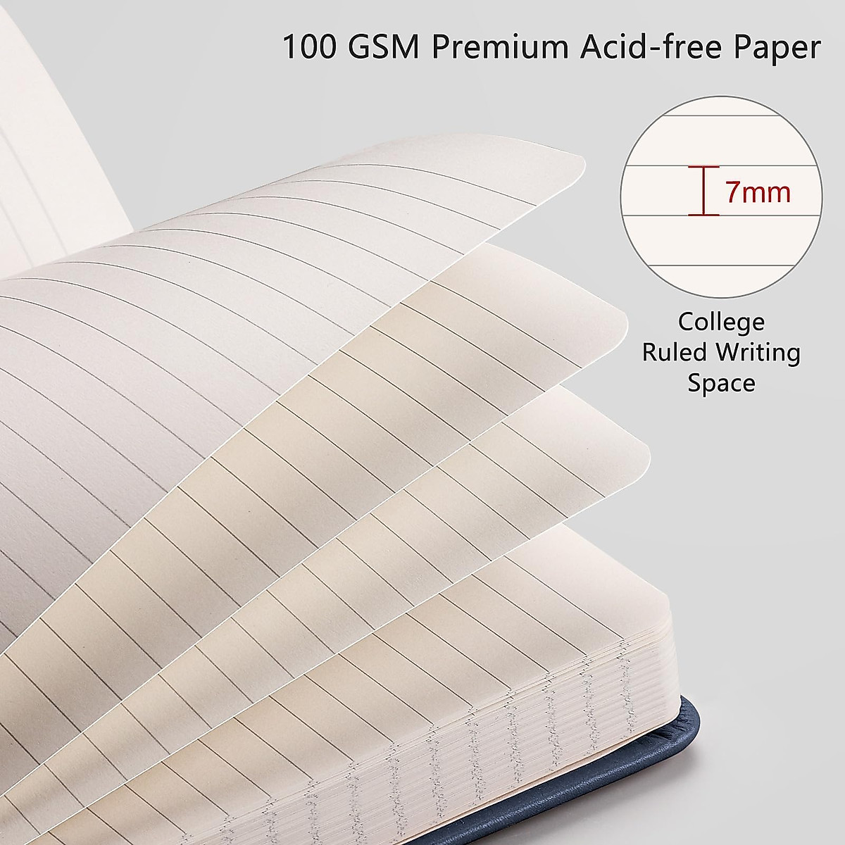 RETTACY Lined Journal Notebook Hardcover 2 Pack - A5 Business Journal with 376 Numbered Pages,100gsm Thick Paper 5.75'' × 8.38''