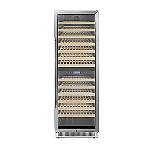 Summit Appliance SWC1966B 24" Wide Dual Zone Wine Cellar For Built-In or Freestanding Use with Glass Door with Stainless Steel Trim, Digital Thermostat, Wooden Shelving and Factory-Installed Lock