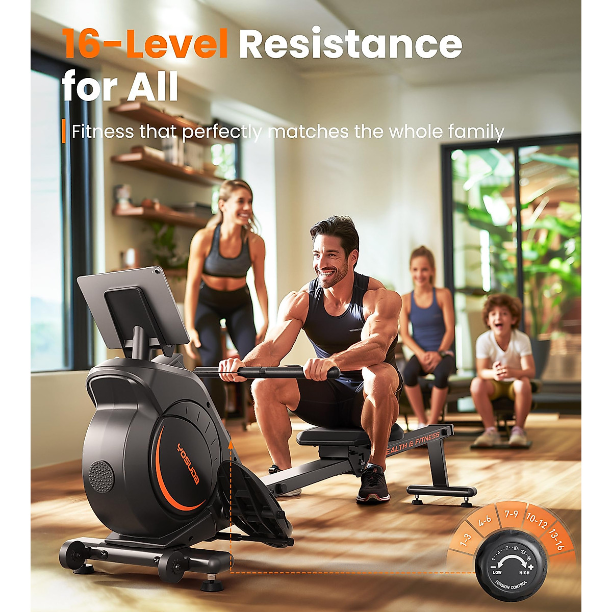 YOSUDA Magnetic Rowing Machine 350 LB Weight Capacity - Rower Machine for Home Use with LCD Monitor, Tablet Holder and Comfortable Seat Cushion-New Version