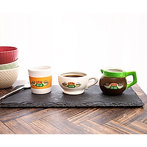 Silver Buffalo Friends Central Perk Logo 3pc Ceramic 3D Sculpted Mini Cup Set, Perfect as a Sugar, Cream, or Milk set, 3.5 Ounces