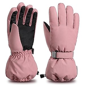 ThxToms Kids Winter Gloves, Waterproof Ski Snow Gloves for Boys and Girls, Winter Warm Gloves for Cold Weather Outdoor Play(Morandi Pink, M)