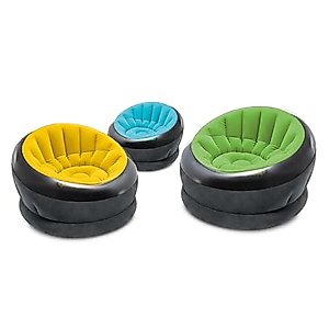 INTEX 68582EP Inflatable Empire Chair: Durable Outdoor Use – 2-PLY Laminate – Velvety Surface – Flocked Construction – Colors May Vary
