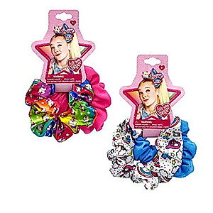 Jojo Siwa Colorful Printed Hair scrunchies Set Silky Satin and Cotton Finish - Count of 4, for Kids Toddler/Little/Big Girls Elastic Hair Band Ponytail Fashion by Her accessories