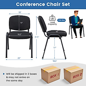 COSTWAY Guest Reception Chairs Set of 10, Stackable Conference Chairs with Upholstered Seat & Ergonomic Back, Waiting Room Chairs for Office, Reception Room, Conference Room, Events