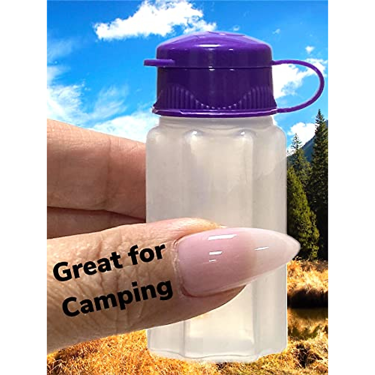 Azi 2pc NO SPILL Mini Camping Salt & Pepper Shakers - To Go Salt Shaker for Picnic Work Lunch Box Travel RV Outdoors Hunting Fishing (1.18 oz each) - Tight Seal - BPA FREE