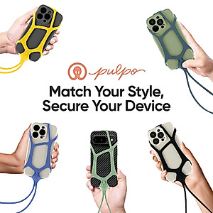 Pulpo Safety Cell Phone Lanyard Black Fits Smartphones 6.1" to 6.8” - Anti Theft Phone Strap for Men & Women, Lanyards for Phones, Ski Cellphone Tether & Cellphone Lanyard, Silicone Crossbody Straps