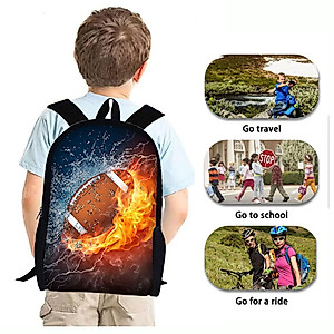 Bookbag Basketball Backpack 17 Inch Black Studuent Bag for Kids Boys Mens (football bacckpack)