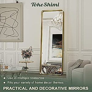 TokeShimi Full Length Mirror 65 x 22 Inch Bedroom Floor Standing Mirror Golden Metal Frame Decorative Rectangular Wall Mounted Full Body Mirror for Bedroom Living Room Salon