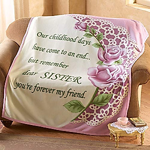 Collections Etc Special Sister Rose Fleece Throw Blanket Standard