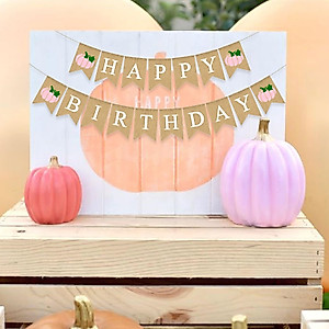 Pumpkin Birthday Burlap Banner Our Little Pumpkin Party Decoration Thanksgiving Fall Theme Birthday Supplies Pink