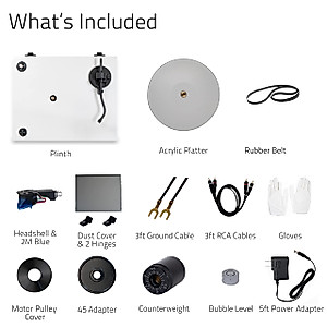 Fluance RT85 Reference High Fidelity Vinyl Turntable Record Player with Ortofon 2M Blue Cartridge, Acrylic Platter, Speed Control Motor High Mass MDF Wood Plinth Vibration Isolation Feet - Piano White