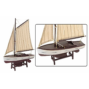 SAILINGSTORY Wooden Sailboat Decor Sailboat Gift Boat Model Ship Yacht Distressed Red