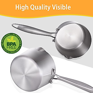 LOLYKITCH Tri-Ply Stainless Steel 1.5 QT Small Saucepan,Dia.16CM Induction Cooking Pot,Compatible with All Stoves,Dishwasher and Oven Safe (Removable Handle without Lid)