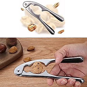 Qidol Stainless Steel Nuts Cracker Seafood Nutcracker Tool, Walnut Pecan Shellfish Crab Claw Leg Lobster Shell Opener Scooping Picks Tool, Heavy Duty Finger Protector Cutting with Non-slip Handle