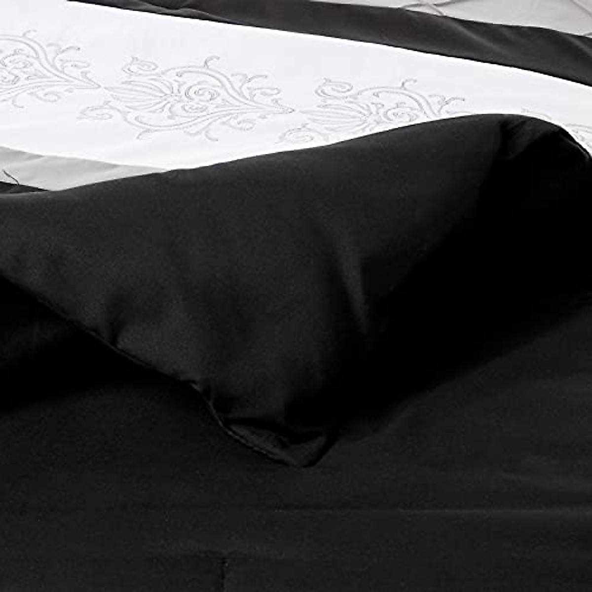 Chic Home 8-Piece Embroidery Comforter Set, Queen, Livingston Black