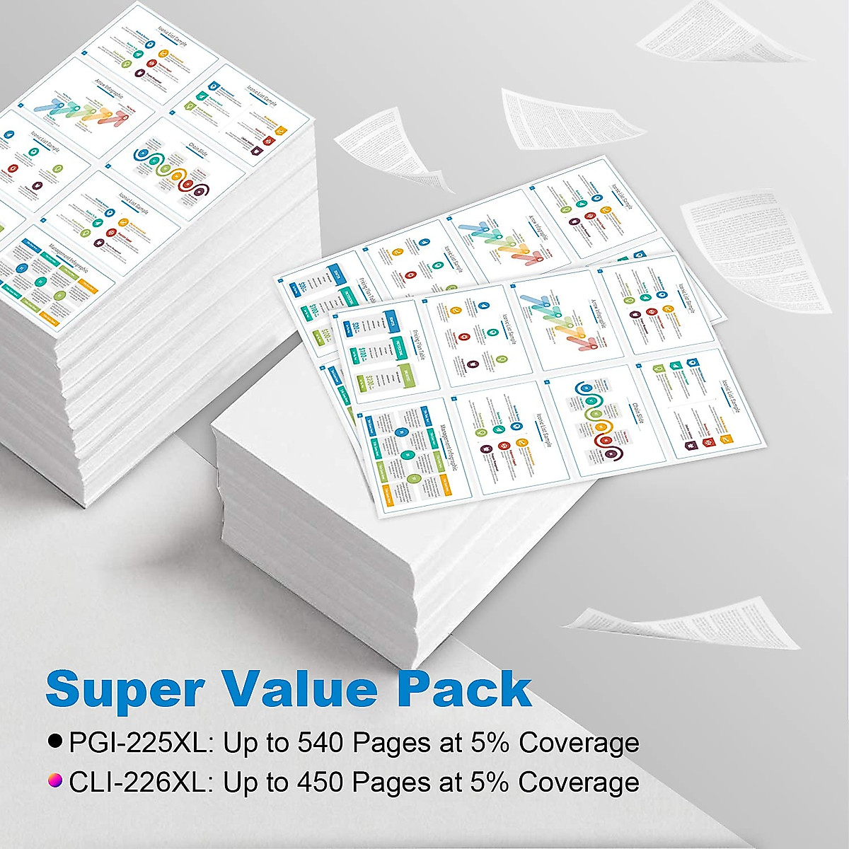 GALADA Compatible Ink Cartridge Replacement for Canon PGI-225 CLI-226 for Pixma iP4820 iP4920 iX6520 MG5120 MG5220 MG5320 MG6120 MG6220 MG8120 MG8120B MG8220 MX712 MX882 MX892 225/226 15pack