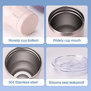 Cutiset Coffee Tumbler - 12 OZ Insulated Coffee Mug with Lid, Leak Proof Thermo Cup for Hot and Iced Drinks, Stainless Steel Vacuum Cup with Double Wall(Pink)