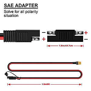 iGreely SAE to XT60 Connector Cable Solar Panel Adapter for Portable Power Station Solar Generator Charger 12AWG 6Ft 1.8M