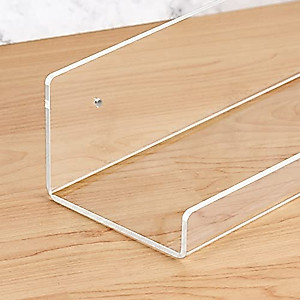 LileZbox Acrylic Clear Floating Shelves, Wall Mounted Acrylic Invisible Bookshelf,Spice Rack Organizer,Storage Shelves Display Organizer on Kids Room, Bathroom, Kitchen, Bedroom (6, 15 x 4.3 inch)
