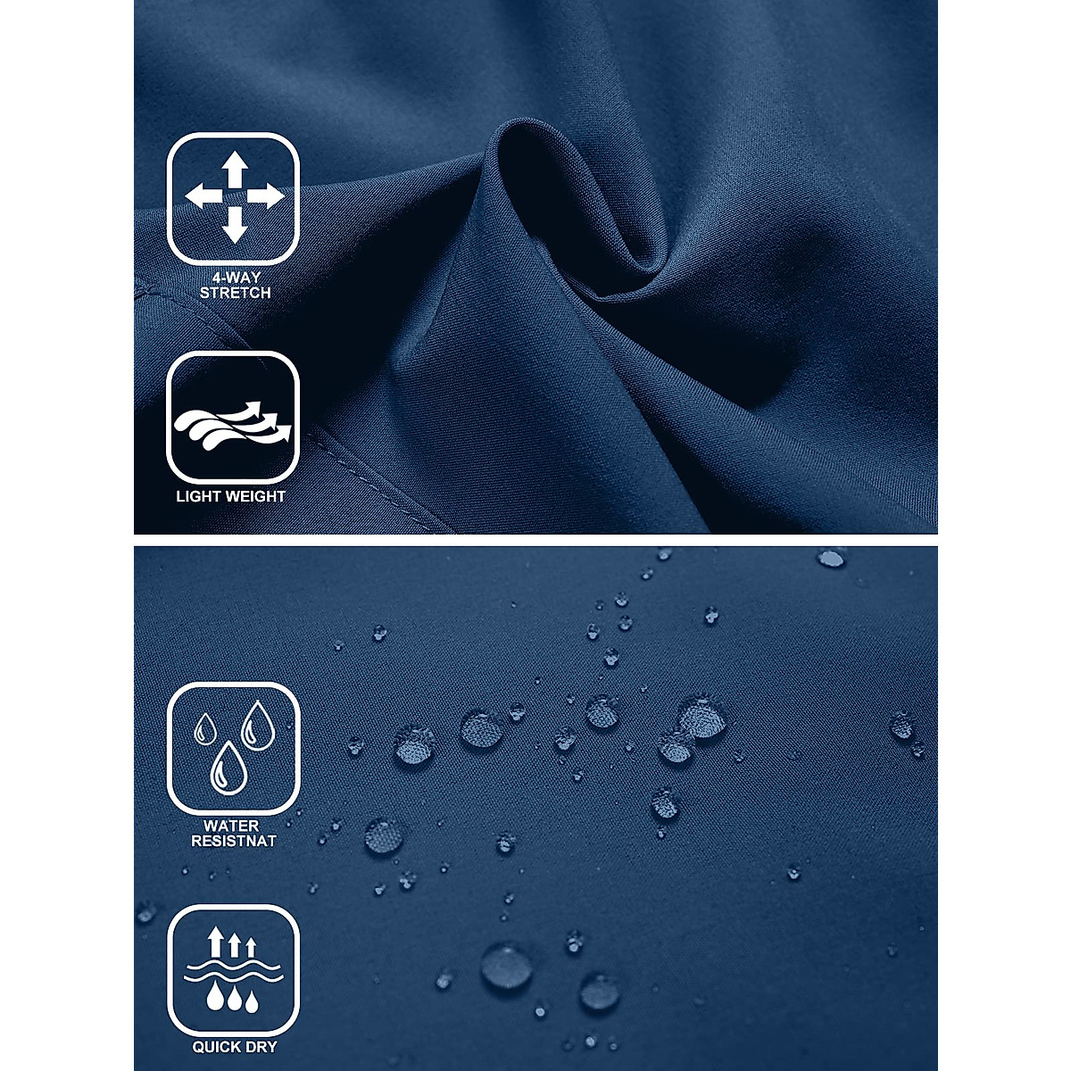 Women's Lightweight Hiking Cargo Shorts Quick Dry Athletic Shorts for Camping Travel Golf with Zipper Pockets Water Resistant Blue