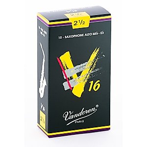 Vandoren SR7025 Alto Sax V16 Reeds Strength 2.5; Box of 10
