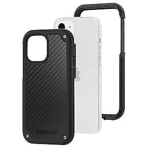 Pelican Shield Case for iPhone 12 Mini - Kevlar Series Rugged Protection, Wireless Charging Compatible, 3X Military Grade Drop Protection, Shockproof - Includes Belt Clip Holster/Stand - Black