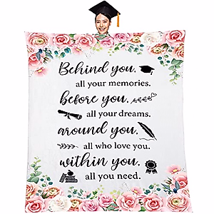 Graduation Gifts for Women Behind You All Your Memories Throw Blankets for College Student Friends Graduation Soft Warm Cozy Lightweight Decorative Blanket for Couch, Bed, Sofa and Graduation Party