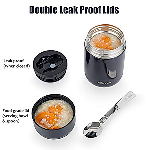 17oz Food Jar for Hot Food with Spoon, Stainless Steel Leakproof Insulated Lunch Containers for Kids Adults