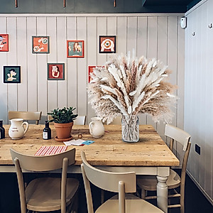 Bnecnet 110Pcs Dried Pampas Grass Decor - 17.5” Natural Pampas Grass Bouquet, Bunny Tails Dried Flowers & Reed Grass Bouquet for Wedding Boho Flowers Home Table Decor, Rustic Farmhouse Party