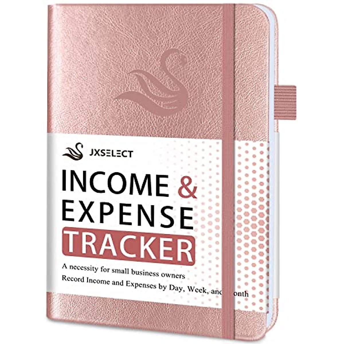 JXSELECT Elegant Income and Expense Tracker Notebook – Accounting Ledger Book for Small Business Owners – Income and Expense Log Book with – Undated Bookkeeping Record Book, 5.7″ x 8.5″ (Rose Gold)