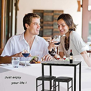 Dining Table for 2, 3 Piece Counter Height Kitchen Table with 2 Chairs, Faux Marble Tabletop Modern Dining Room Table Set Home Furniture for Small Space